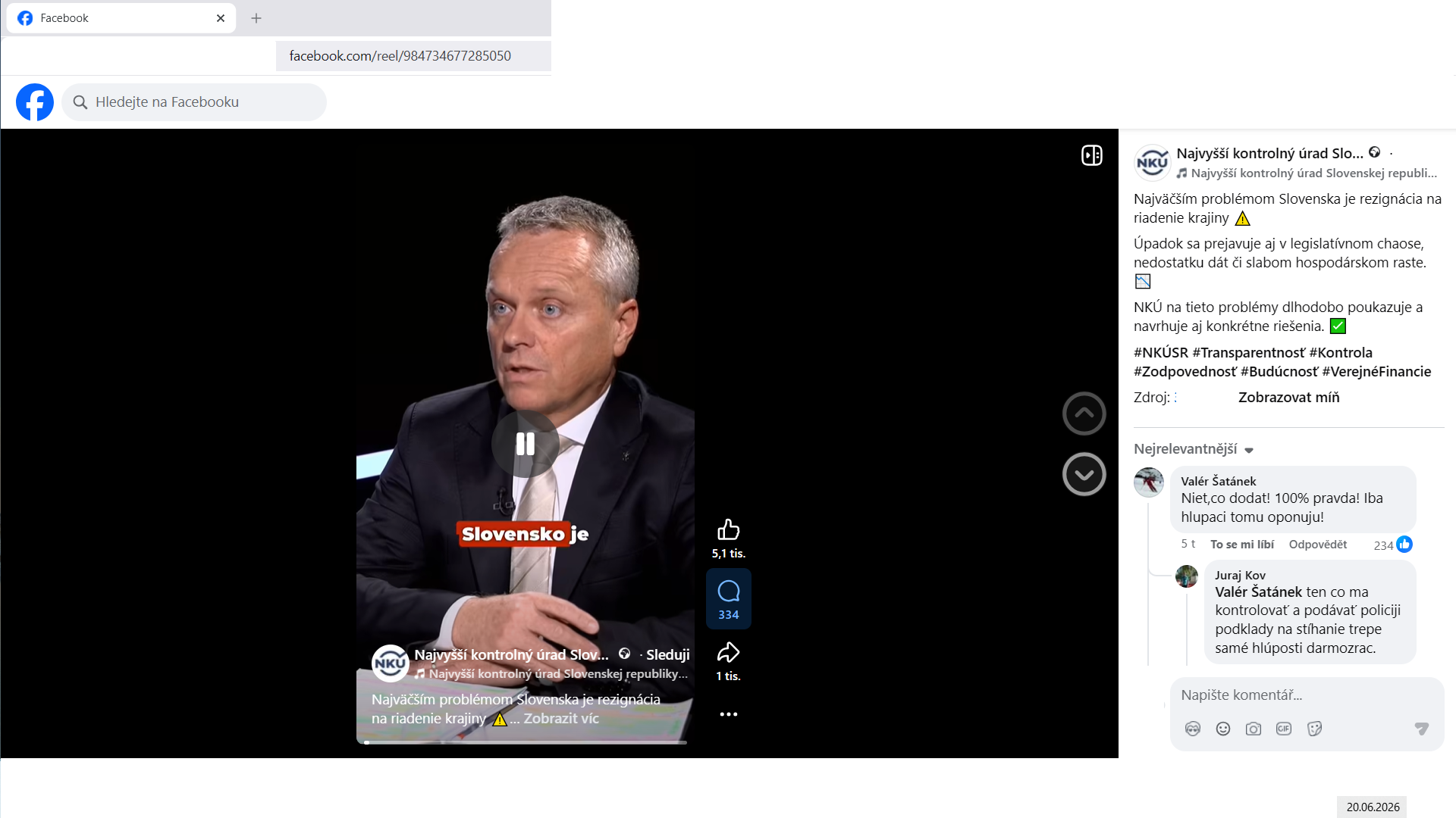 Mimi Šramová ako „PRESS“ pracovník a šéf NKÚ Ľubomír Andrássy vidia ...